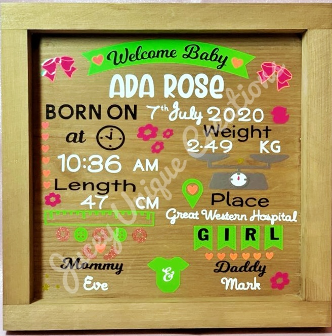Personalised New Baby Birth Frame - Jucey